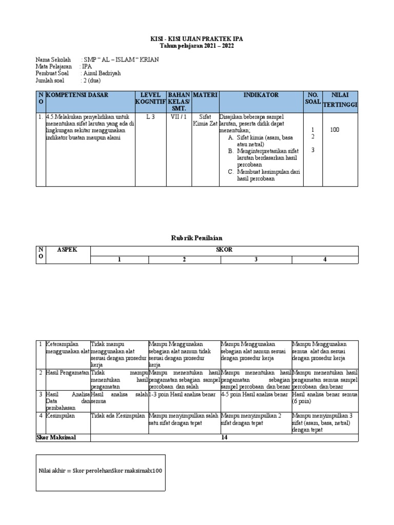 Kisi Uprak Asam Basa | PDF