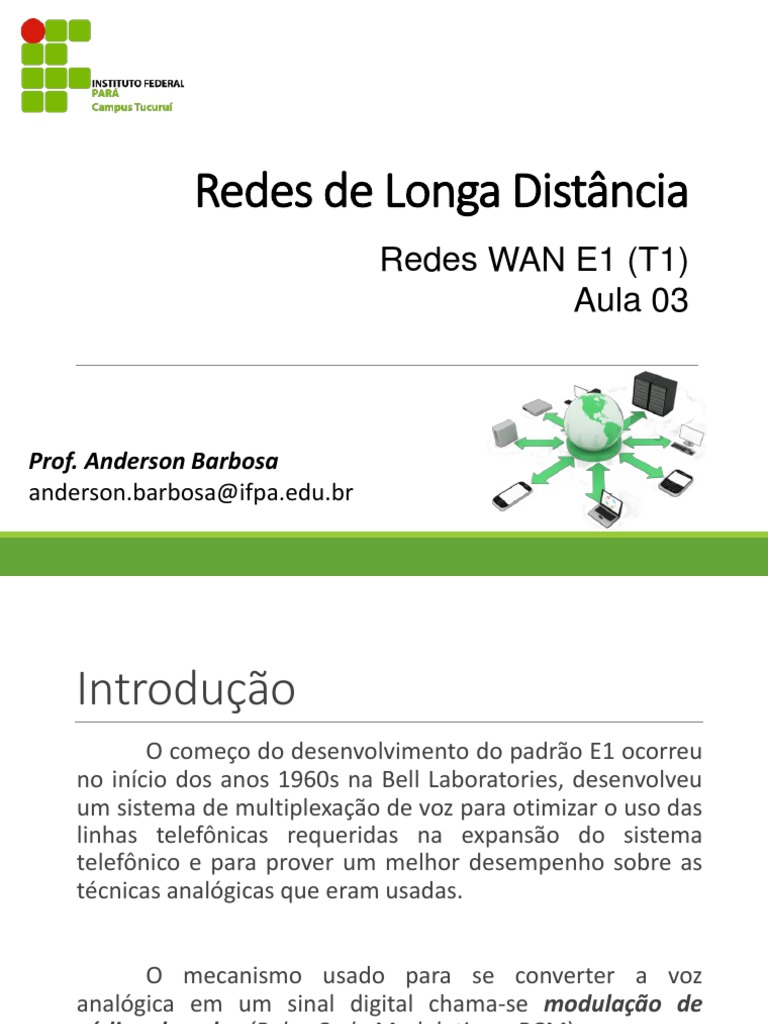 Aula 03 - Redes E1 e T1 - 10 - 05 | PDF | Engenharia da Computação ...