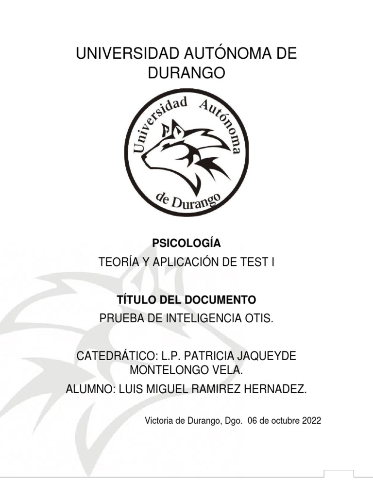 Prueba de Inteligencia Otis. | PDF | Inteligencia | Pruebas psicologicas