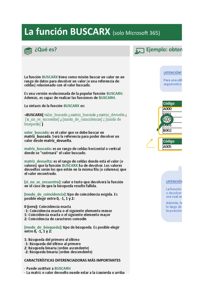 Función BUSCARX en Excel: Guía y Ejemplos | PDF | Matriz (Matemáticas ...