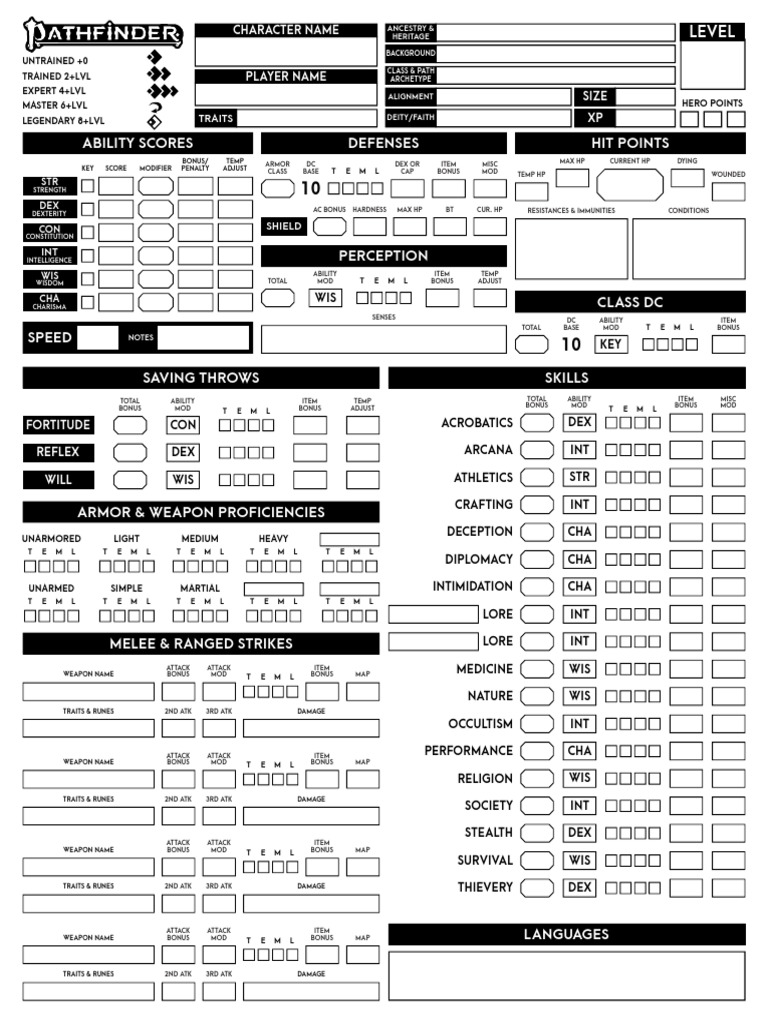XALC's Expanded PF2 Character Sheet - Copy.pdf | PDF | Role Playing Games