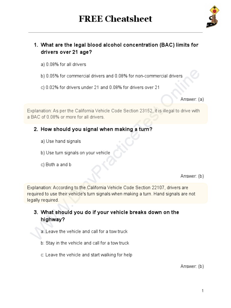 FREE CheatSheet | PDF | Traffic | Traffic Light