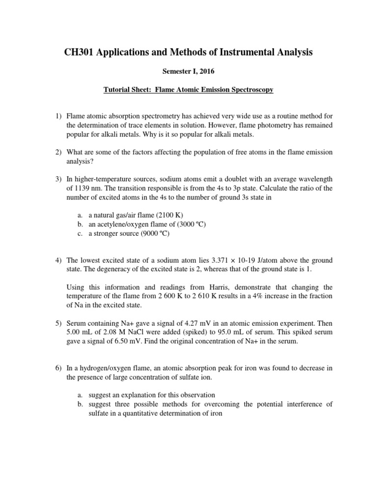 AAS and FES Tutorial Sheet PDF | PDF