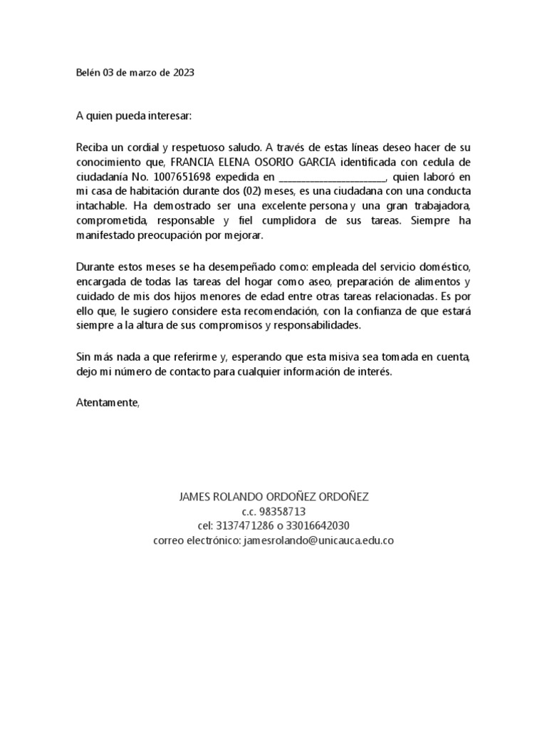 Referencia Laboral | PDF