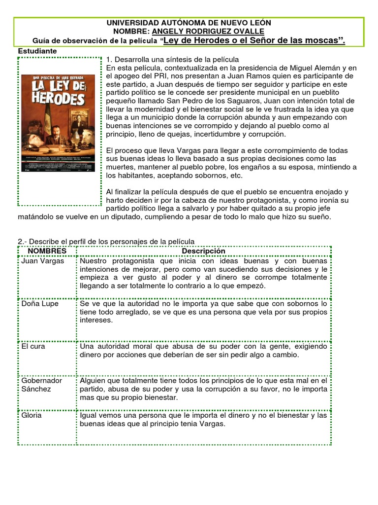 Guia Sobre La Ley de Herodes Pelicula | PDF