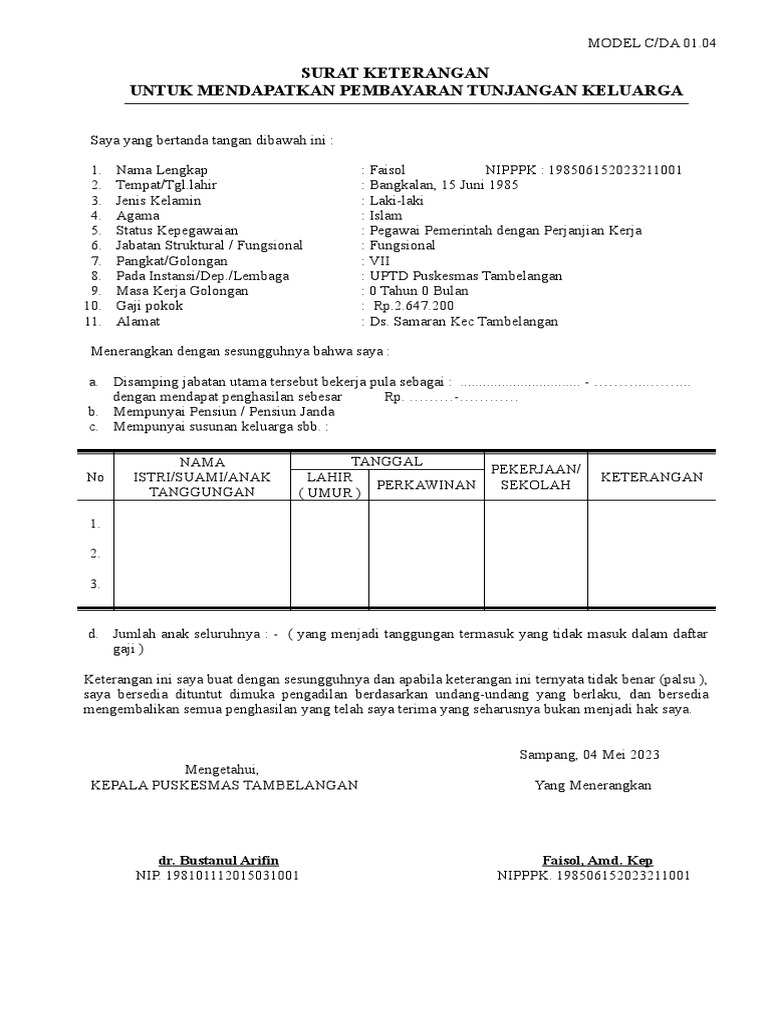 Contoh Model C-Da | PDF