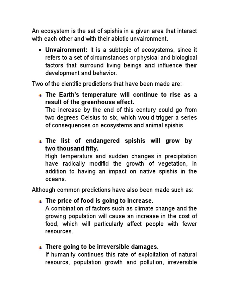 An Ecosystem Is The Set of Species in A Given Area That Interact With Each Other and With Their ...