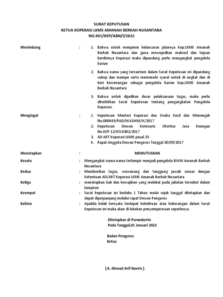 SURAT KEPUTUSAN.doc | PDF