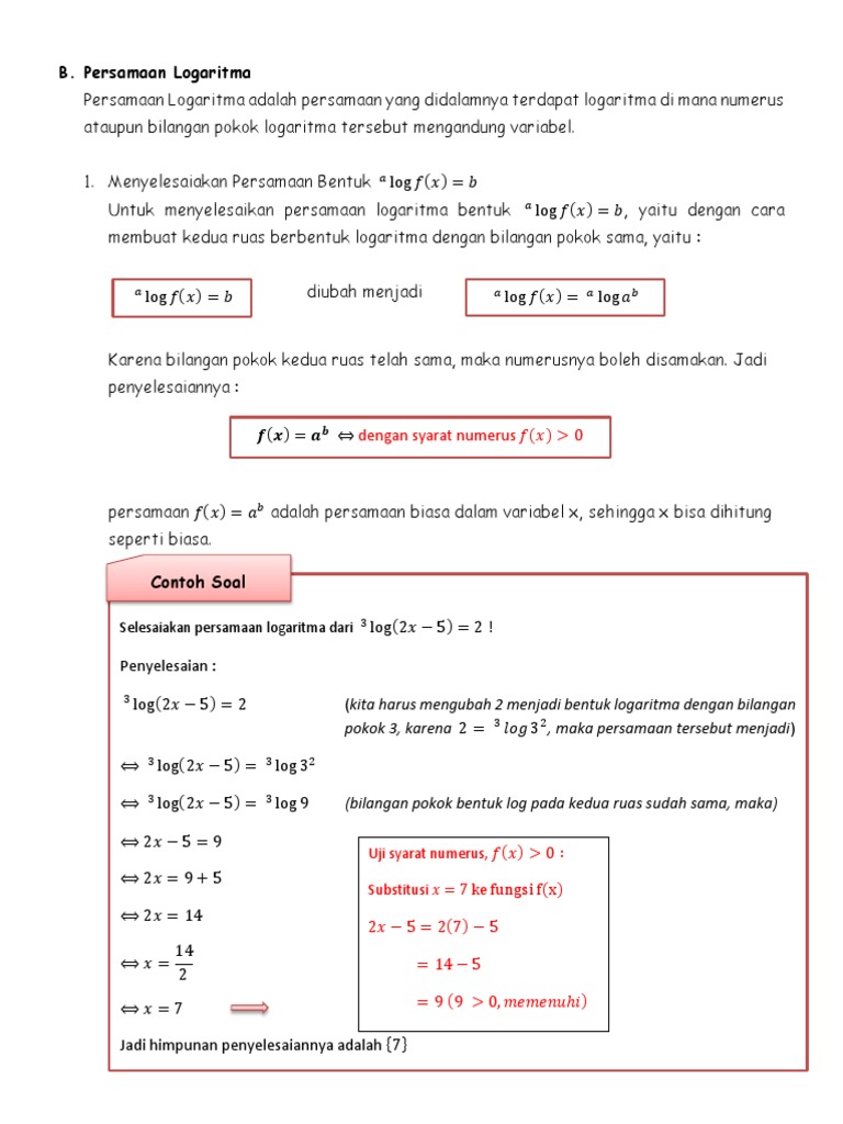 Modul Persamaan Logaritma | PDF