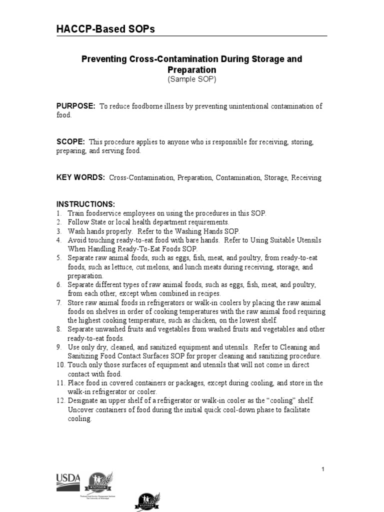 Prevent Cross-Contamination SOP | PDF | Foodborne Illness | Food And Drink Preparation