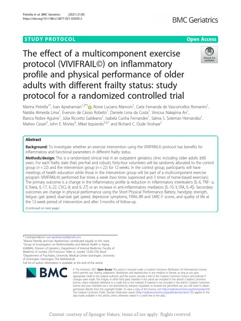 The Effect of A Multicomponent Exercise Protocol V | Download Free PDF | Macrophage | Inflammation