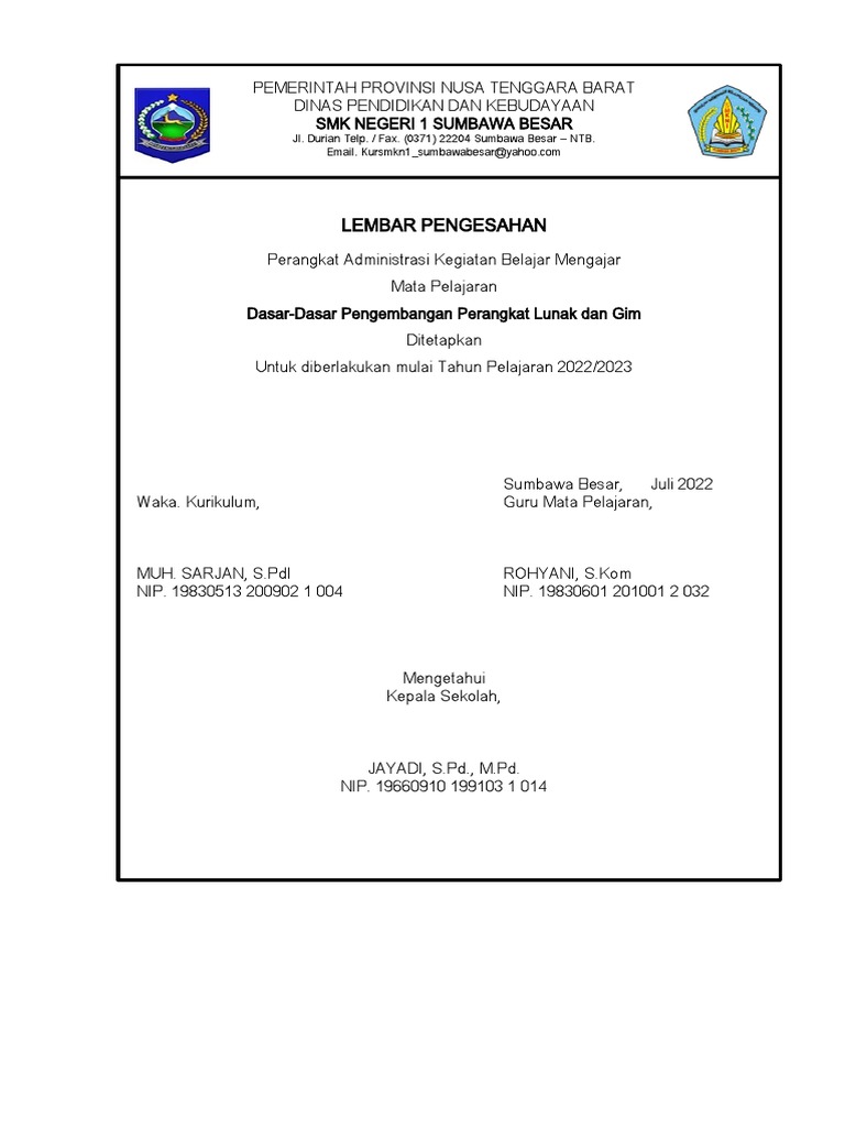 LEMBAR PENGESAHAN ADMIN GURU (1).docx | PDF