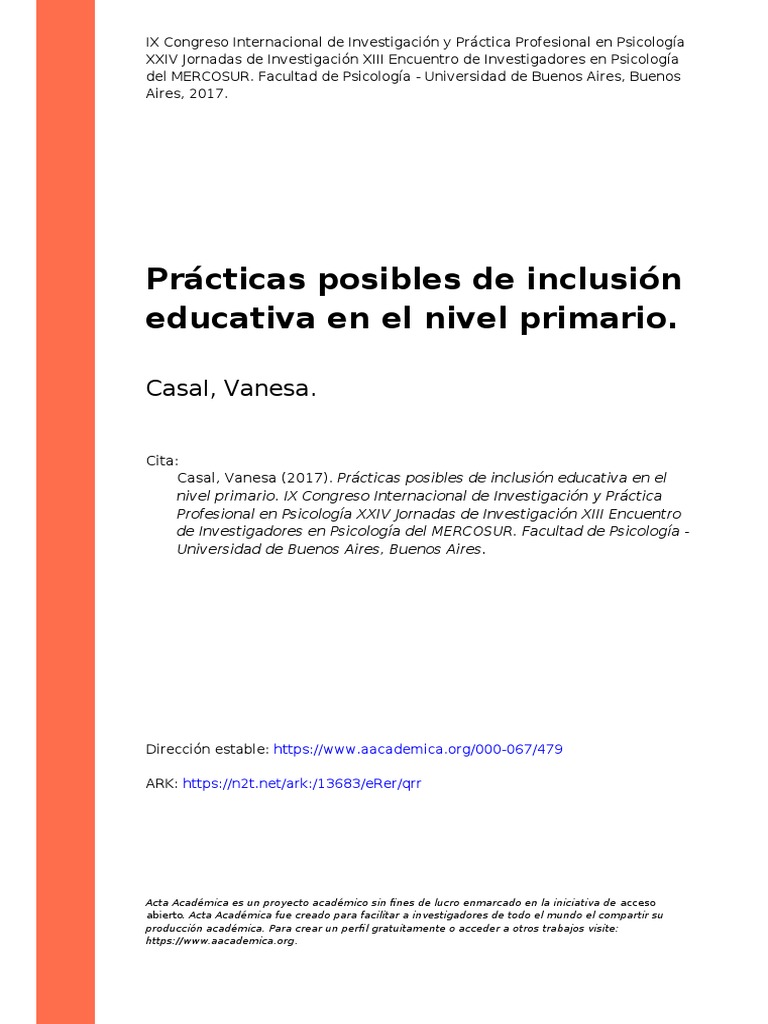 Casal, Vanesa (2017) - Prácticas Posibles de Inclusión Educativa en El ...