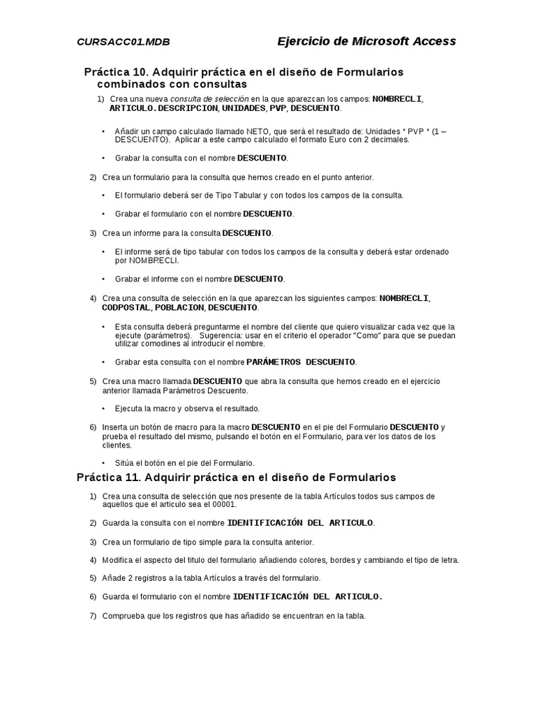 4 Practica Formularios PDF | PDF | Macro (informática) | Gestión de tecnología de la información