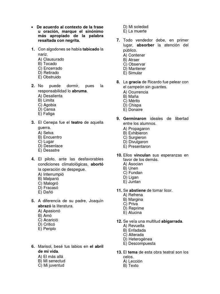 Sinonimos en Contexto Utea-1 | PDF