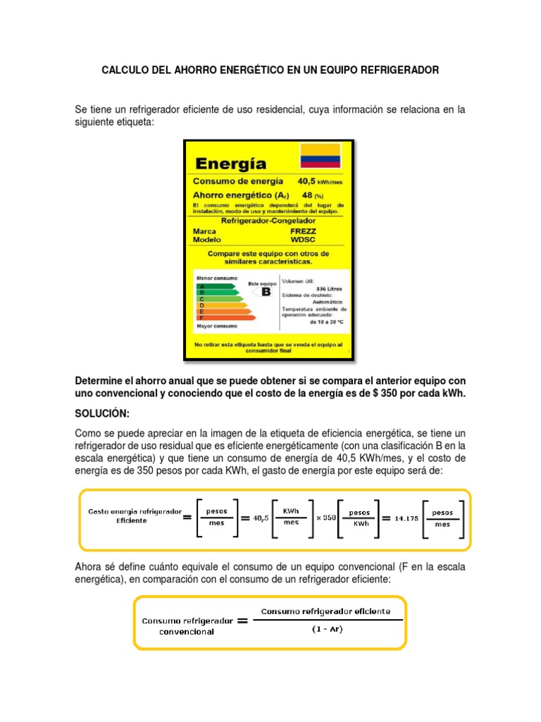 Calculo Del Ahorro Energético en Un Equipo Refrigerador | PDF