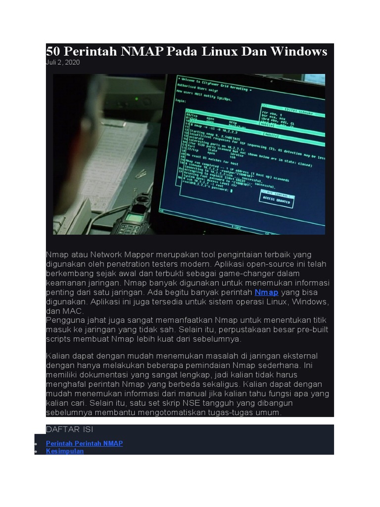 50 Perintah NMAP Pada Linux Dan Windows | PDF | Komputer