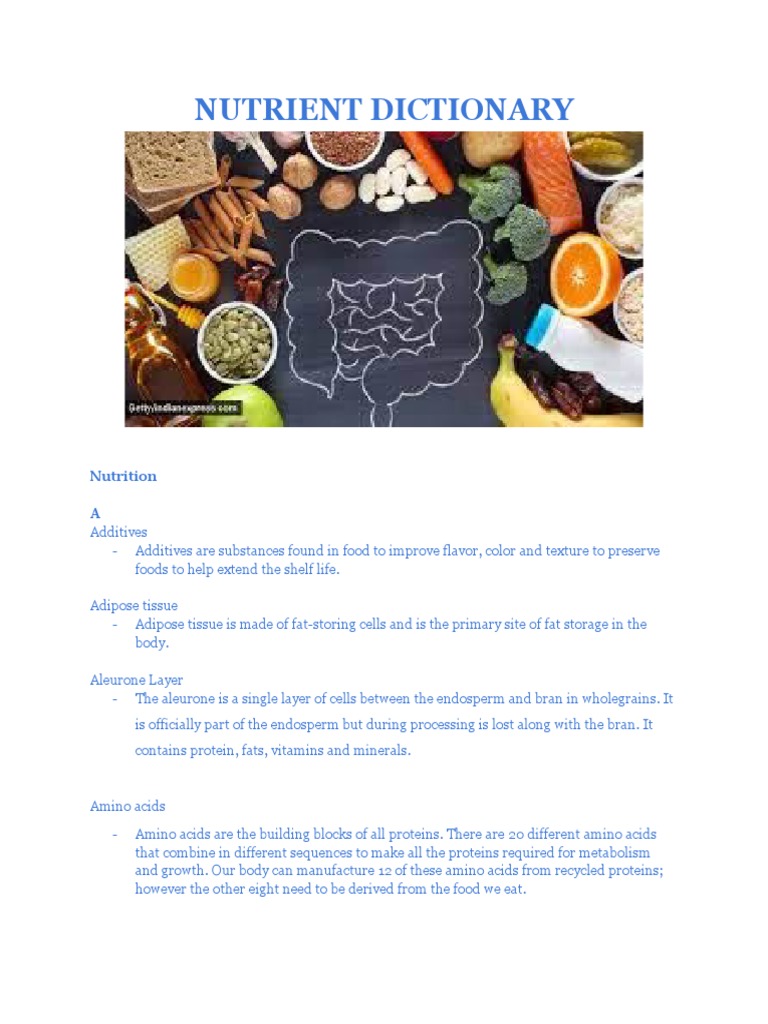 Nutrient Dictionary | PDF | Diet & Nutrition | Dietary Fiber