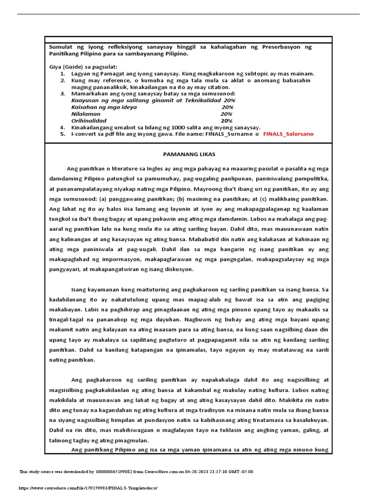 FINALS Template | PDF