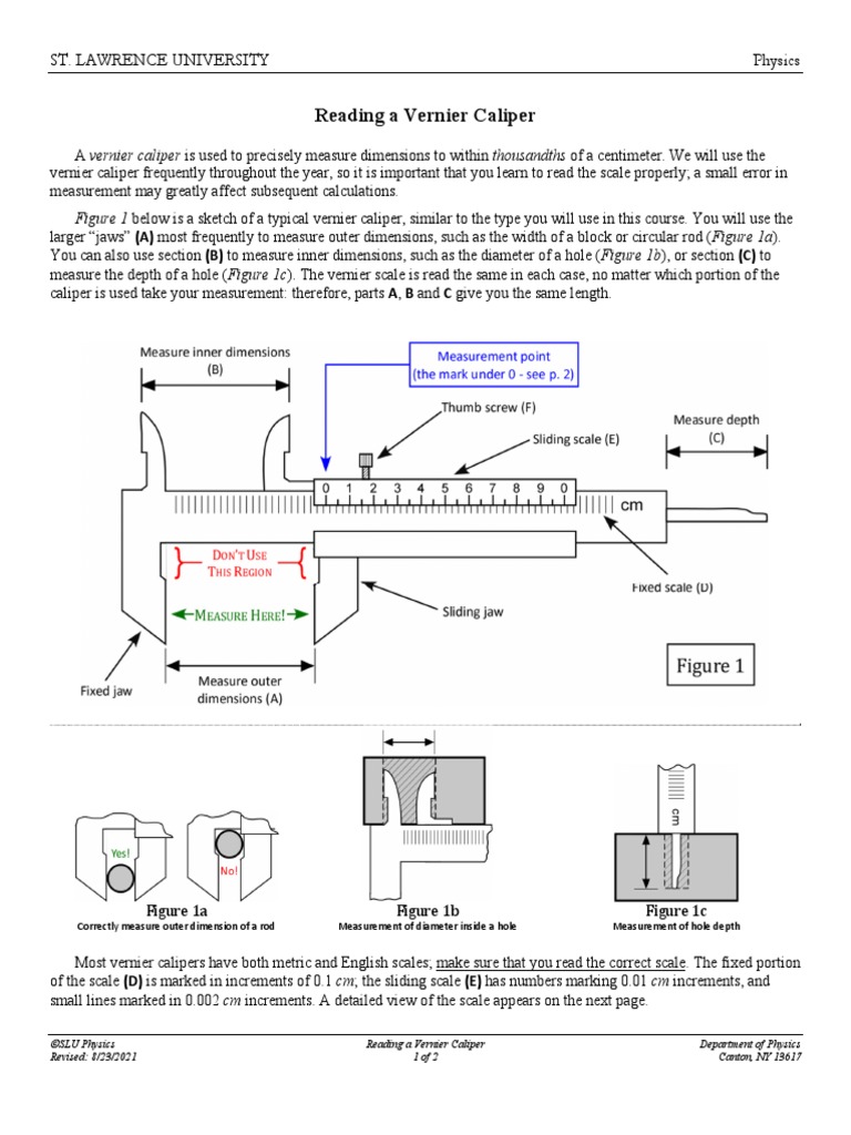 Reading A Vernier Caliper | PDF | Metrology