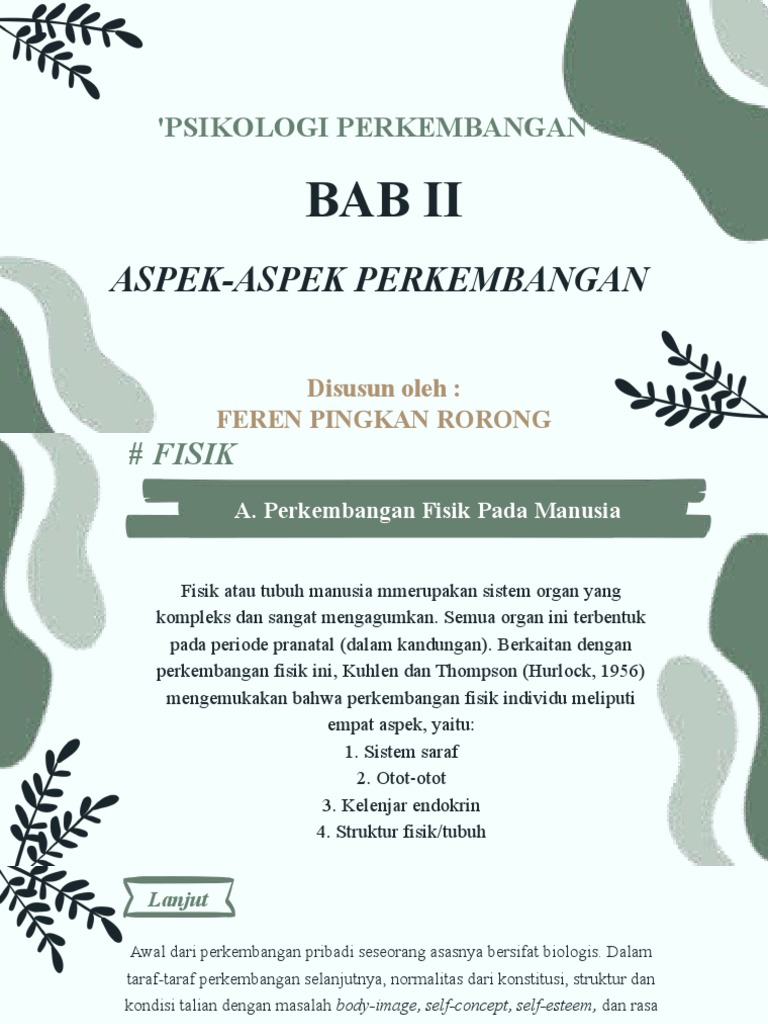 Psi. Perkembanga BAB II (Feren Rorong) | PDF | Pengembangan Diri | Sains & Matematika