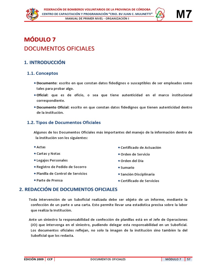 M7 - DOCUMENTOS OFICIALES | PDF