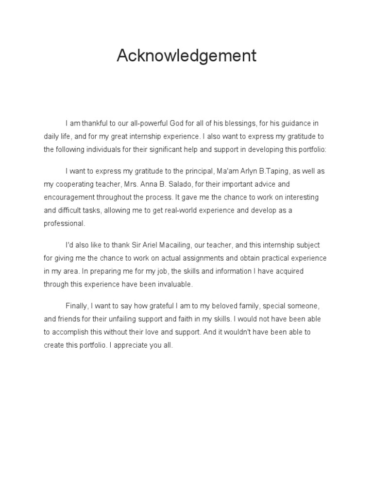 Acknowledgement | PDF | Teachers | Learning