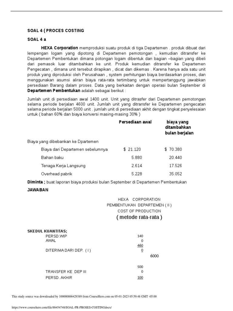 Soal PR Proses Costing | PDF