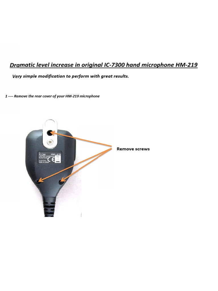 Icom IC 7300 Hand Microphone Modification | PDF