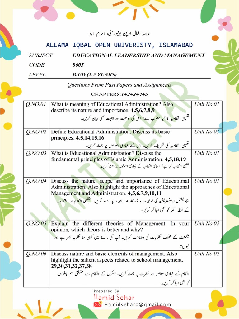 Past Papers (8605) | PDF