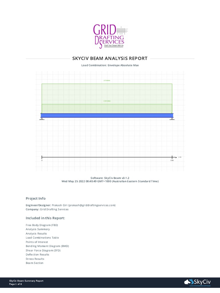 SkyCiv Beam Analysis Report | PDF