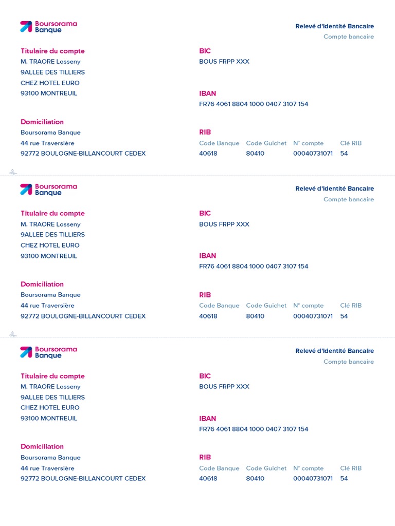 Rib Boursorama Banque 1682876052889 | PDF