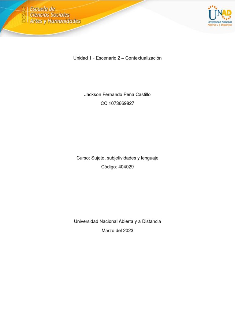 Unidad 1 Escenario 2 Contextualización | PDF | Mente | Concepto