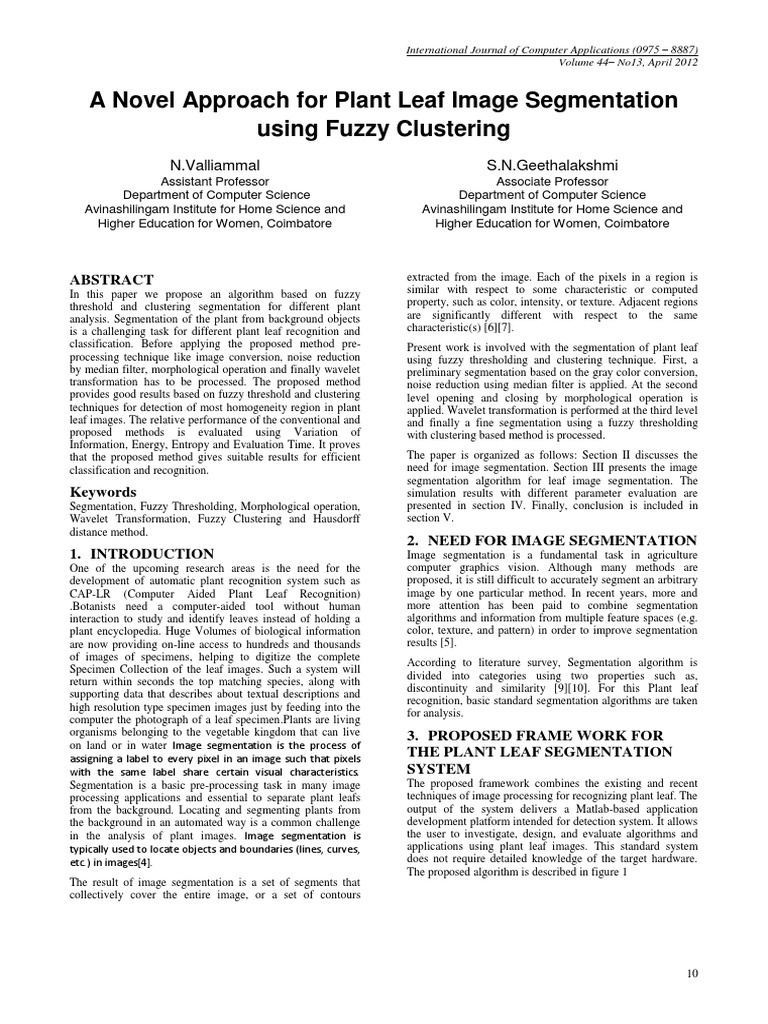 08 Fuzzy Pdf Image Segmentation Cluster Analysis