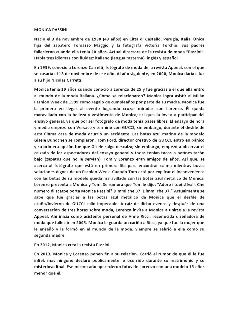 Biografía de Monica Passini | PDF