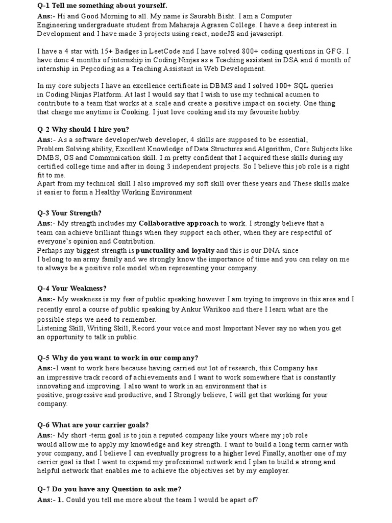 Interview Question | PDF