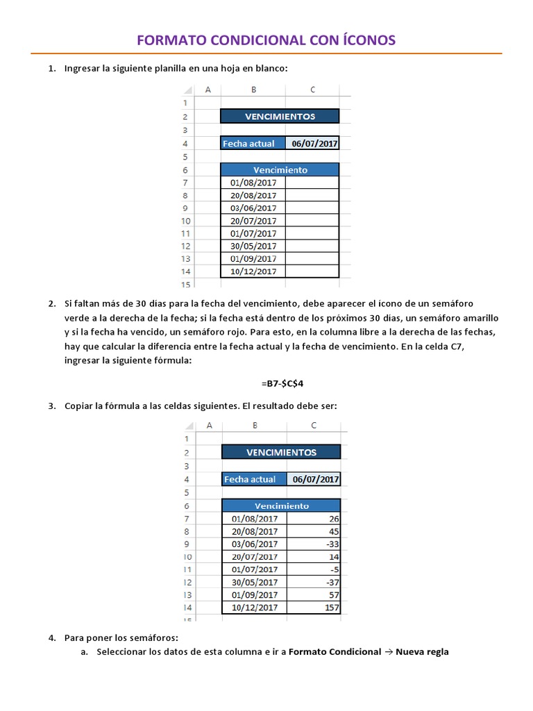 Semáforos en Excel: Formato Condicional | PDF