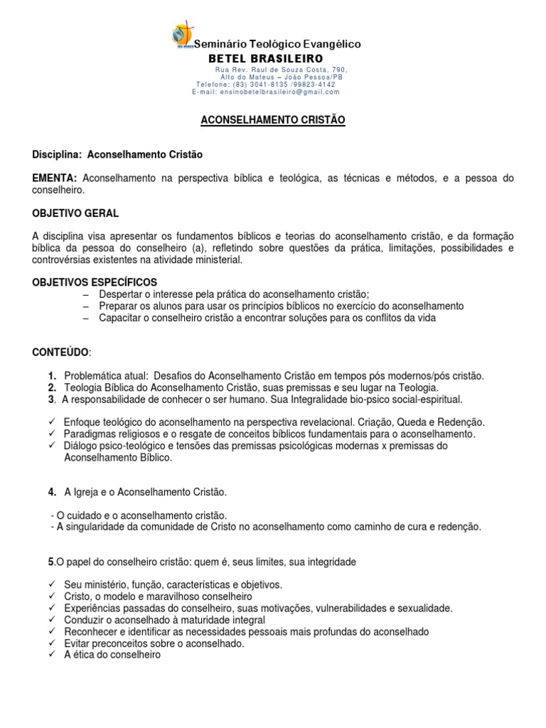 Atual Ementa Prof. Leandro Albuquerque Acons. Cristão | PDF | Autoajuda | Ciências e Matemática