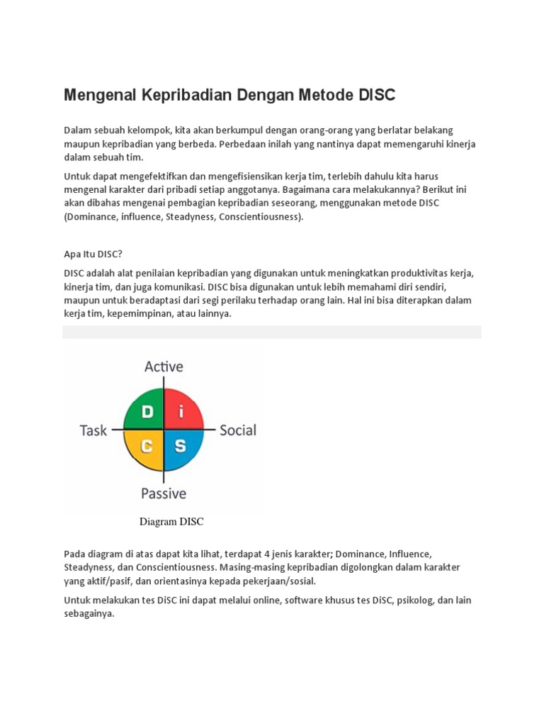 Mengenal Kepribadian Dengan Metode DISC | PDF