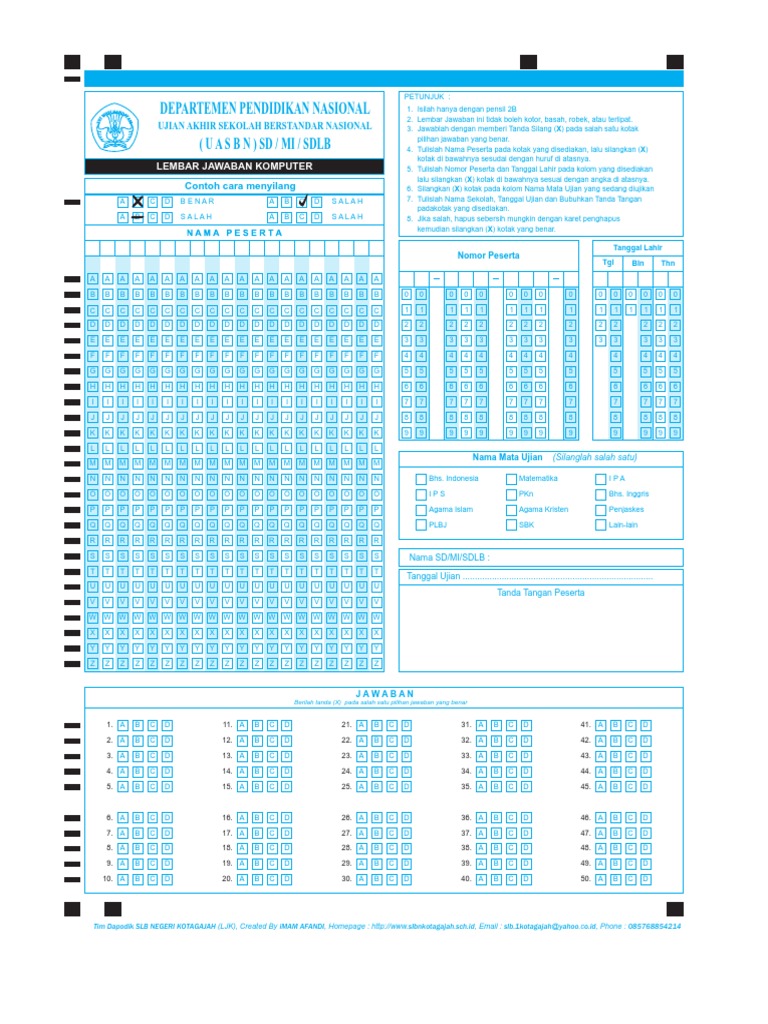 Contoh TemplateDanReport LJK UN SLB | PDF