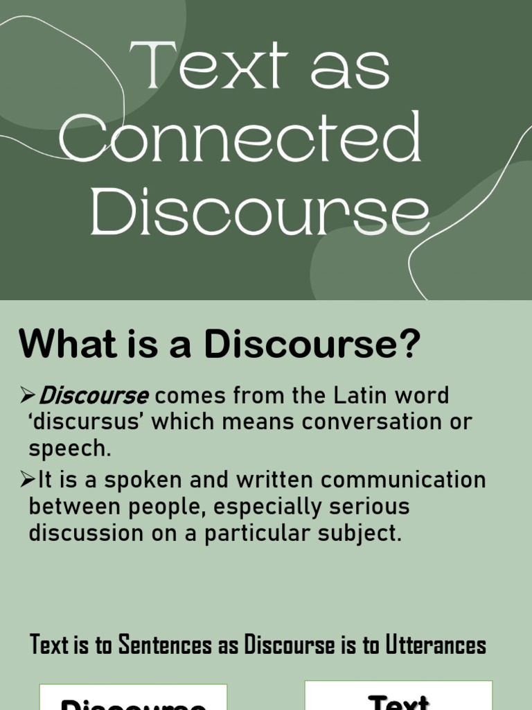 LESSON 1 Text As Connected Discourse PDF | PDF