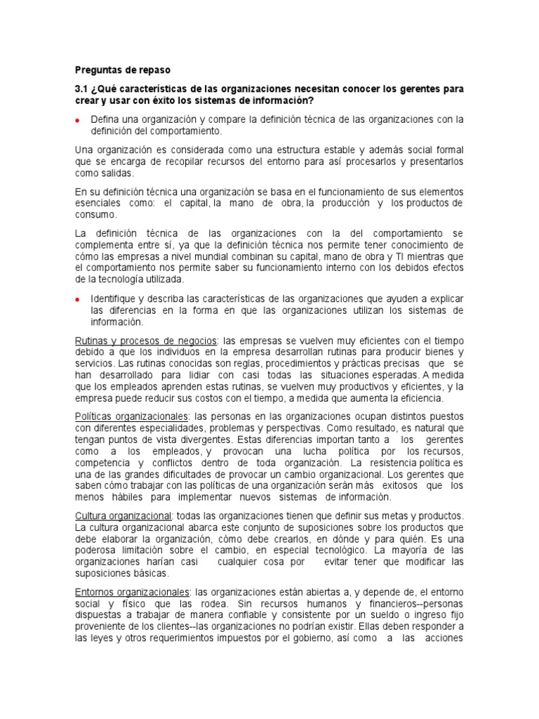 Preguntas de Repaso CAP 3&12 | PDF | Cadena de valor | Sistema de ...