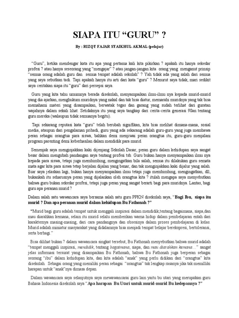 Siapa Itu Guru | PDF | Pengembangan Diri
