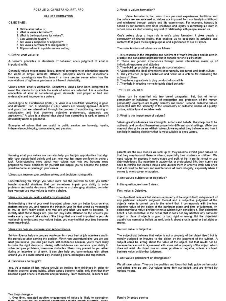 Understanding Values Formation in Public Service | PDF | Family ...