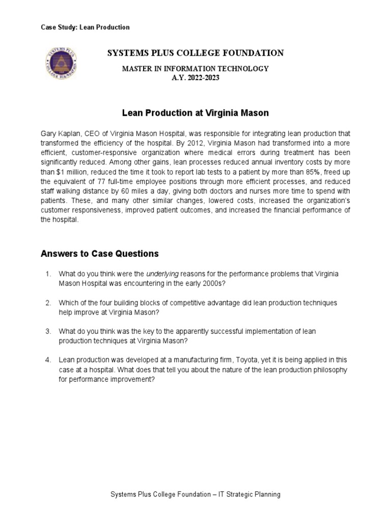 Lean Transformation at Virginia Mason | PDF