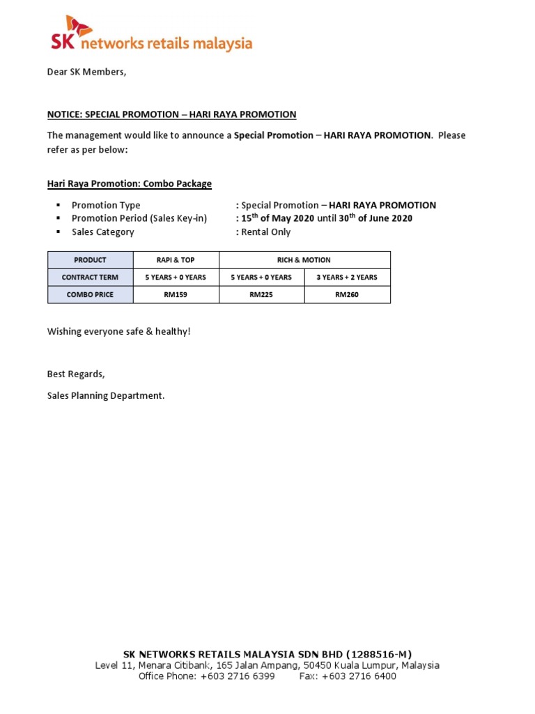 Hari Raya Promotion Notice PDF | PDF