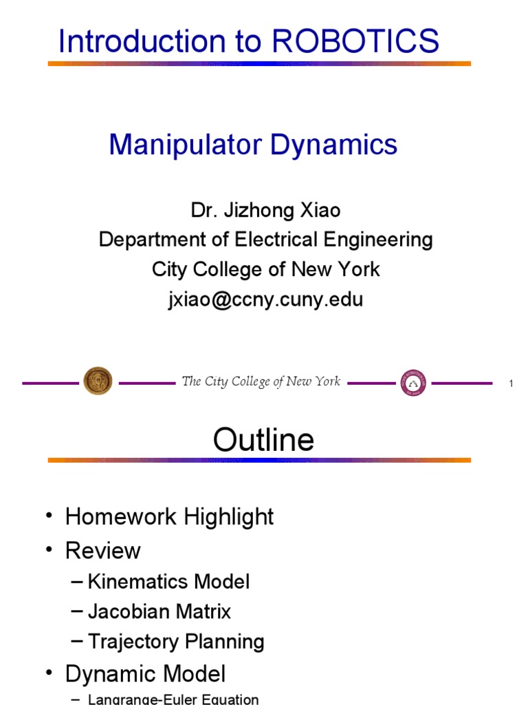 Manipulator Dynamics Overview | PDF | Kinematics | Mathematical Physics