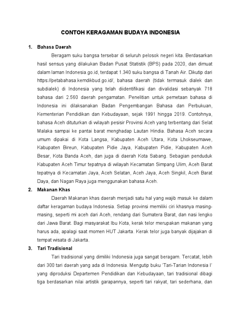 Contoh Keragaman Budaya Indonesia | PDF