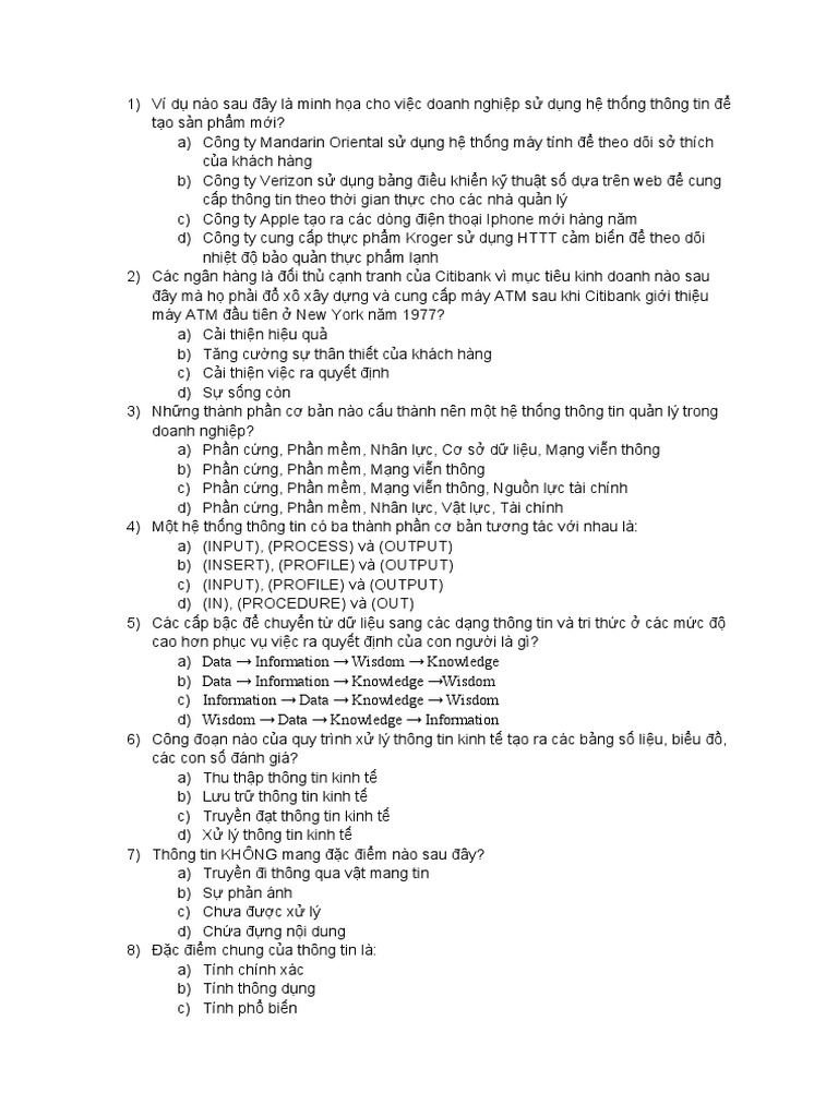 HTTT Ko Đáp Án | PDF