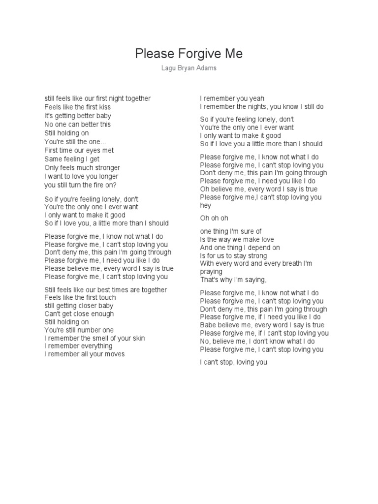Please Forgive Me | PDF